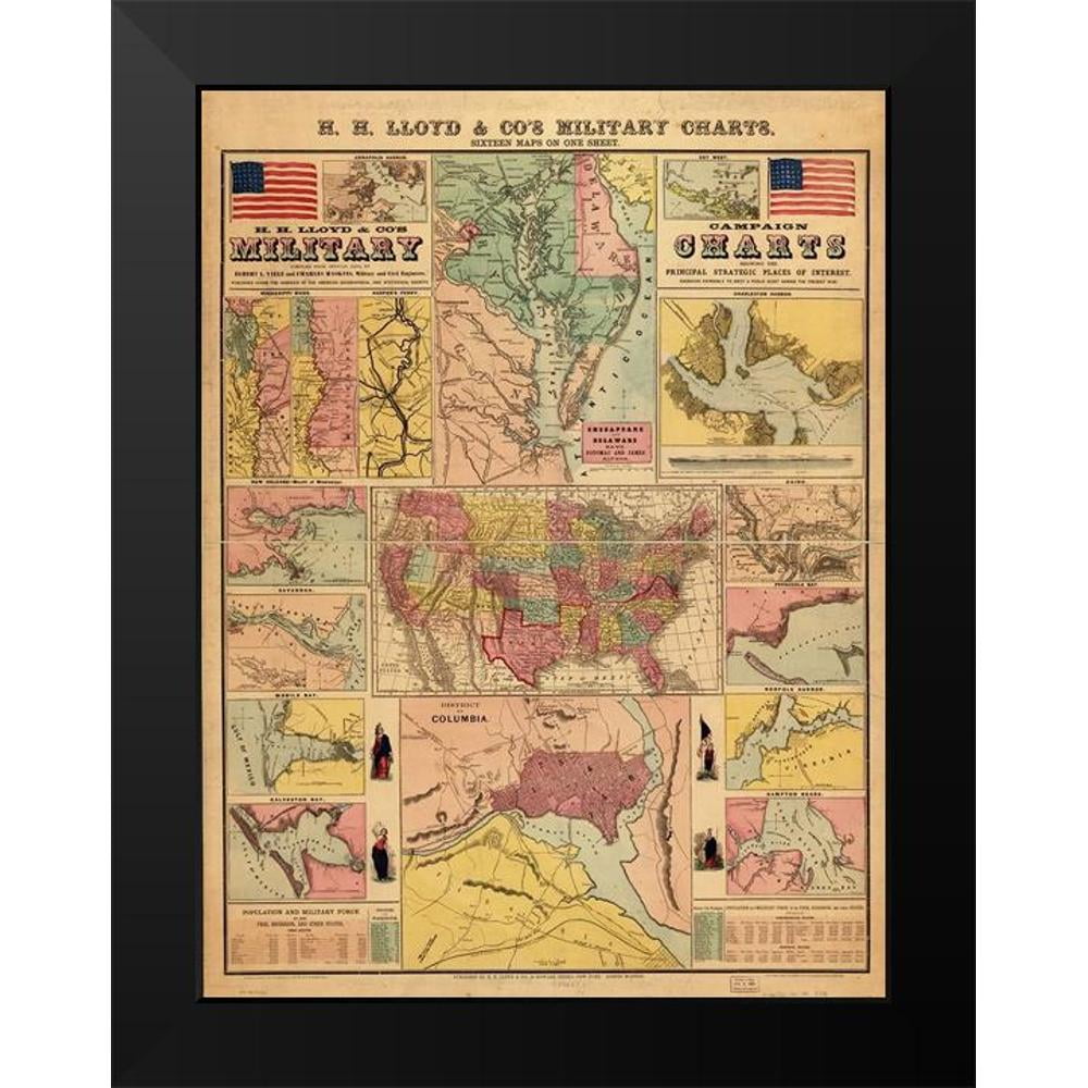 Vintage Maps 19x24 Black Modern Framed Museum Art Print Titled ...