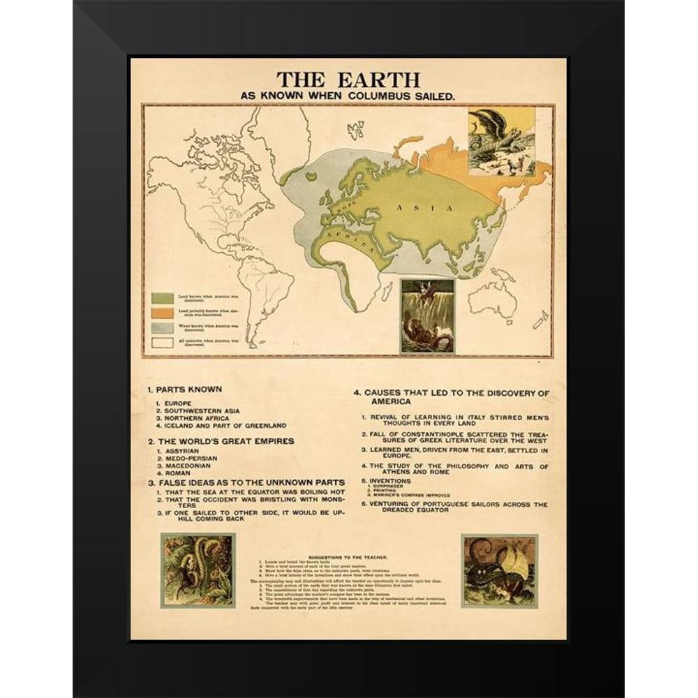 Vintage Maps 19x24 Black Modern Framed Museum Art Print Titled ...