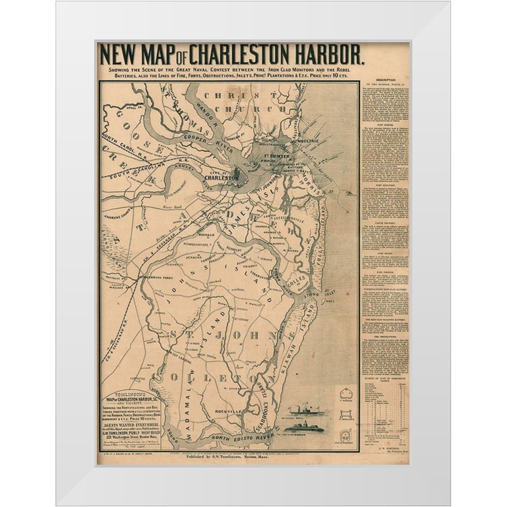 Vintage Maps 19x24 White Modern Wood Framed Museum Art Print Titled ...