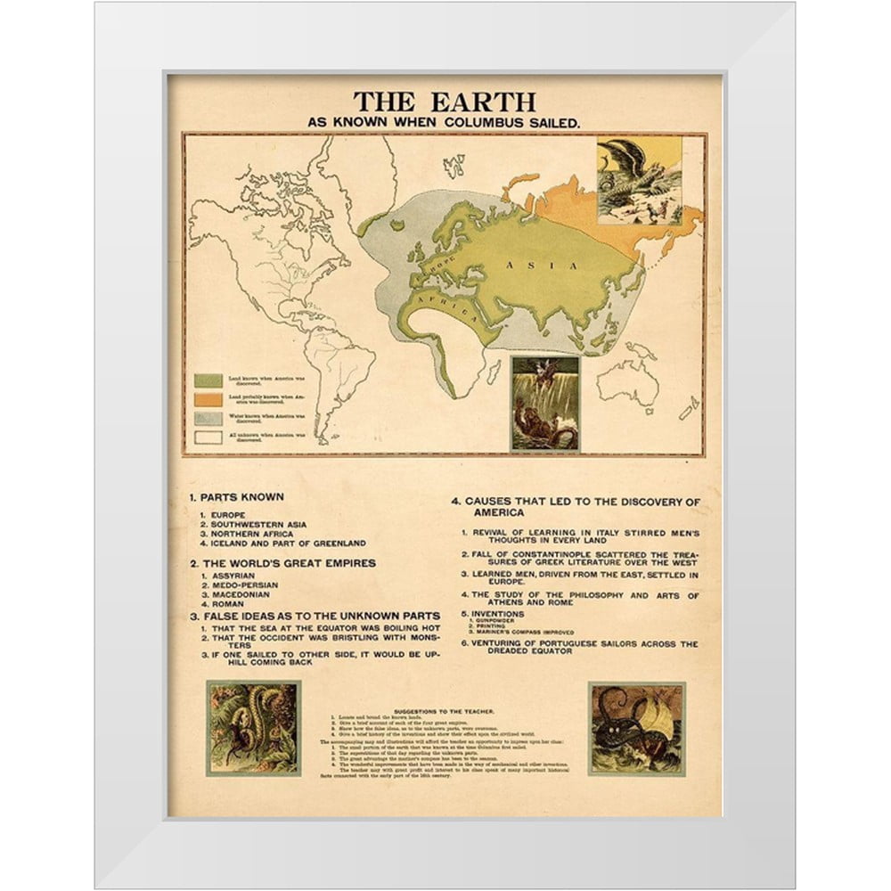 Vintage Maps 19x24 White Modern Wood Framed Museum Art Print Titled ...
