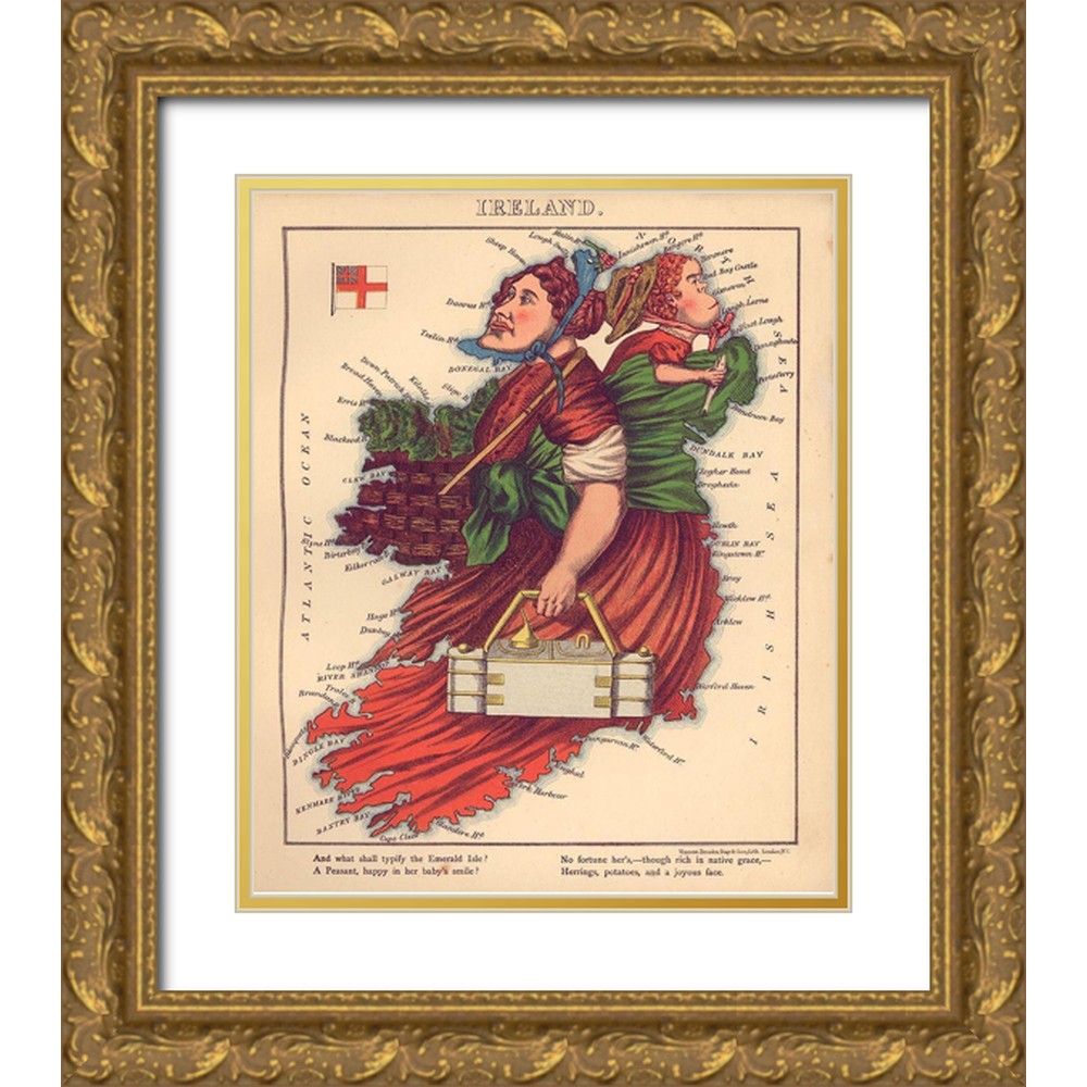 Vintage Maps 20x23 Gold Ornate Wood Framed with Double Matting Museum ...