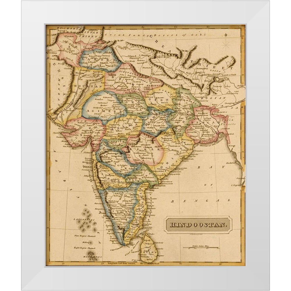 Vintage Maps 20x23 White Modern Wood Framed Museum Art Print Titled ...