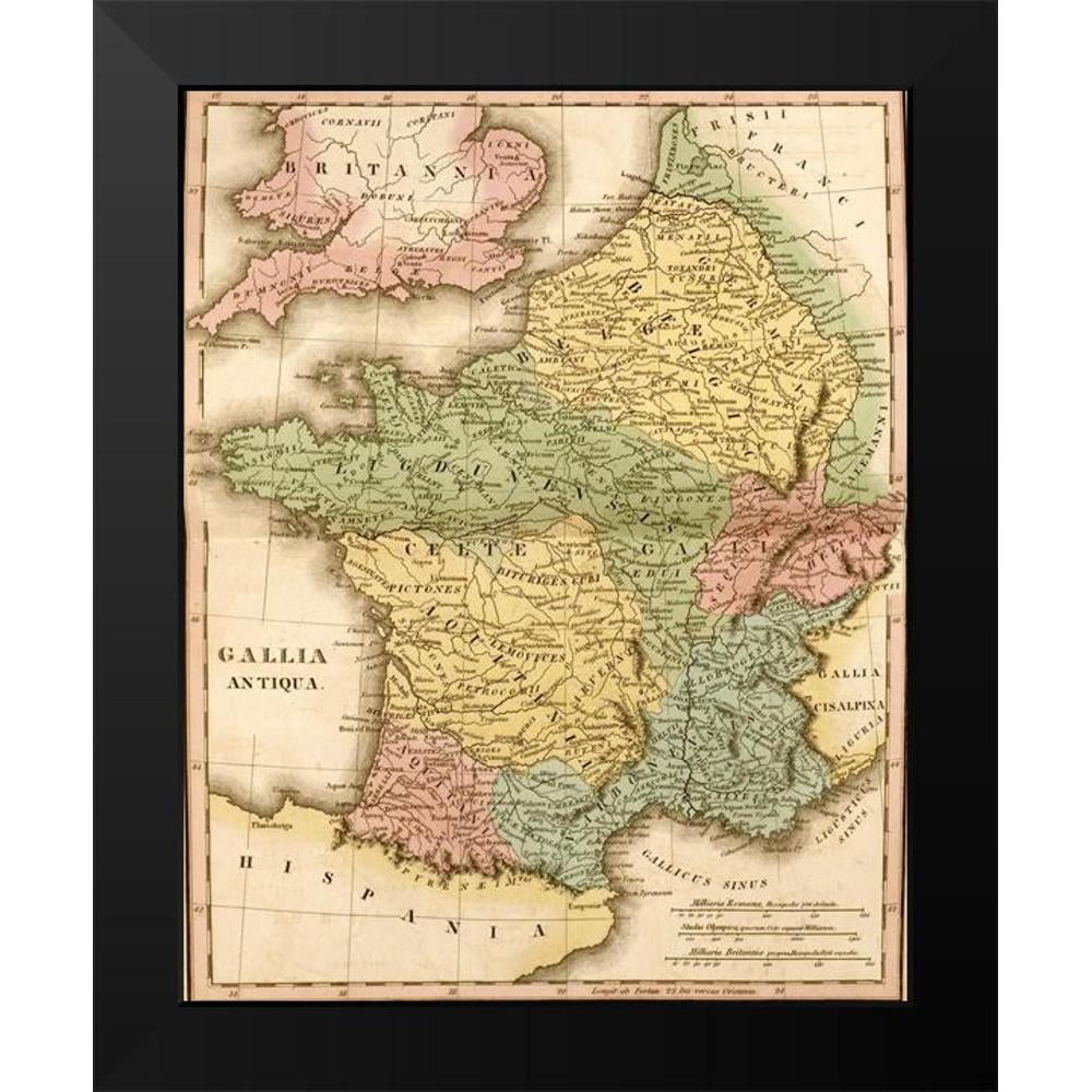 Vintage Maps 20x24 Black Modern Framed Museum Art Print Titled ...