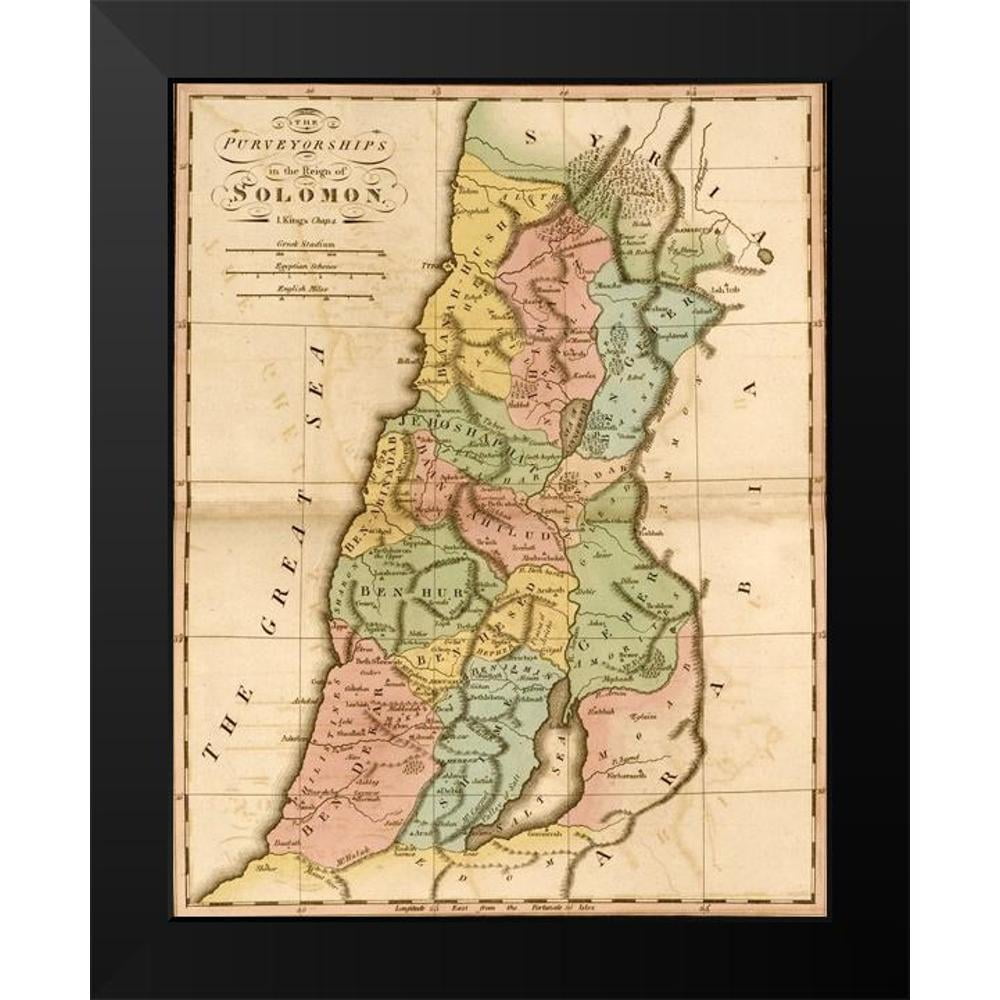 Vintage Maps 20x24 Black Modern Framed Museum Art Print Titled ...