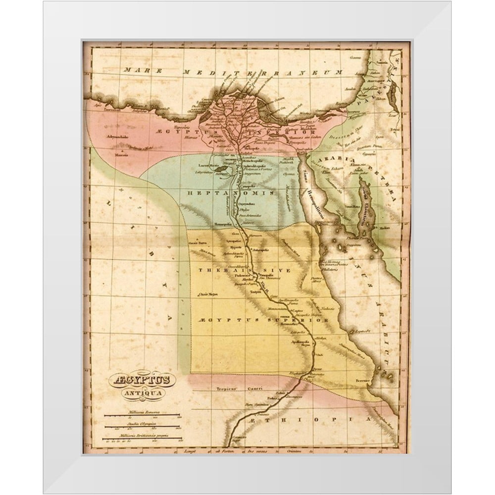 Vintage Maps 20x24 White Modern Wood Framed Museum Art Print Titled ...