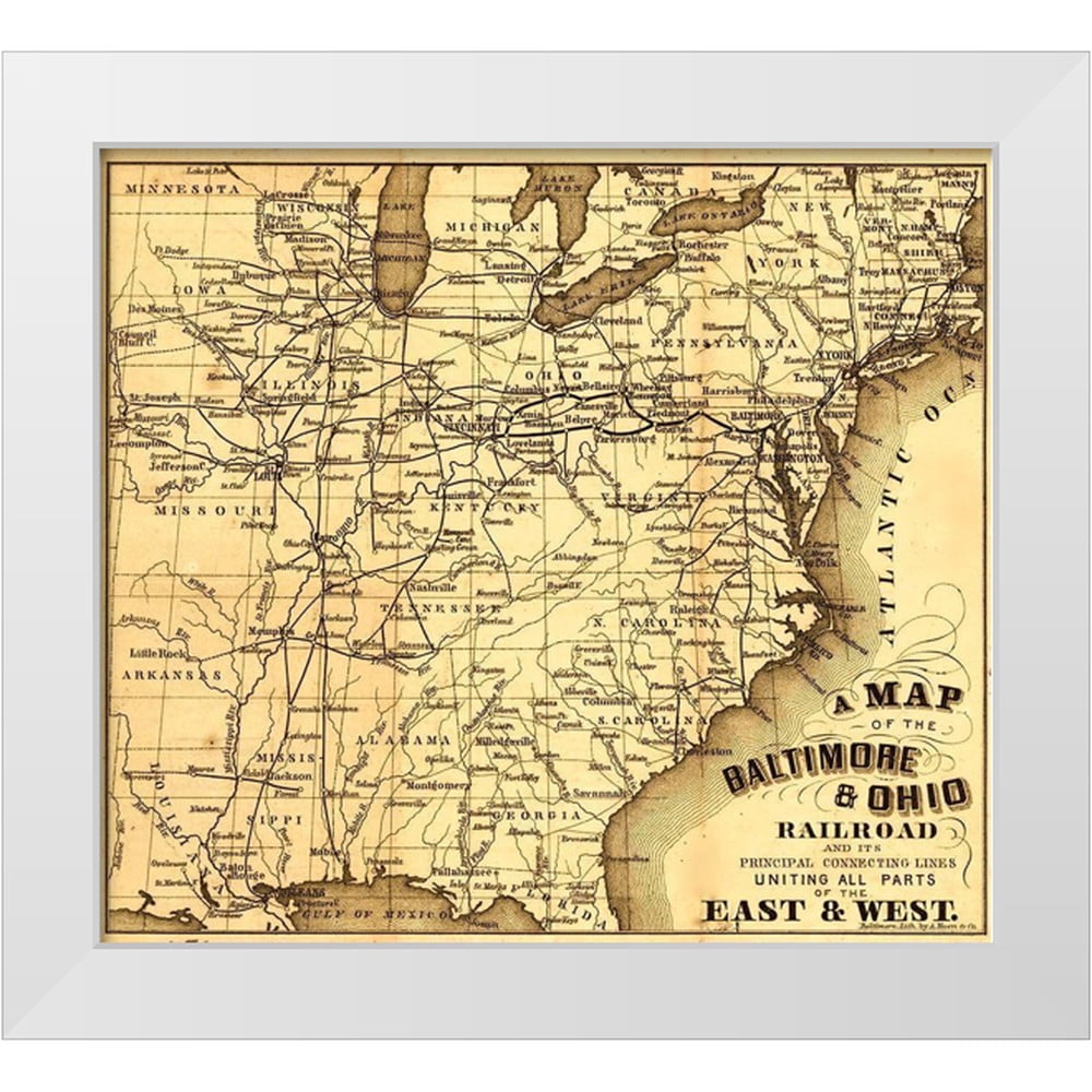Vintage Maps 22x20 White Modern Wood Framed Museum Art Print Titled ...