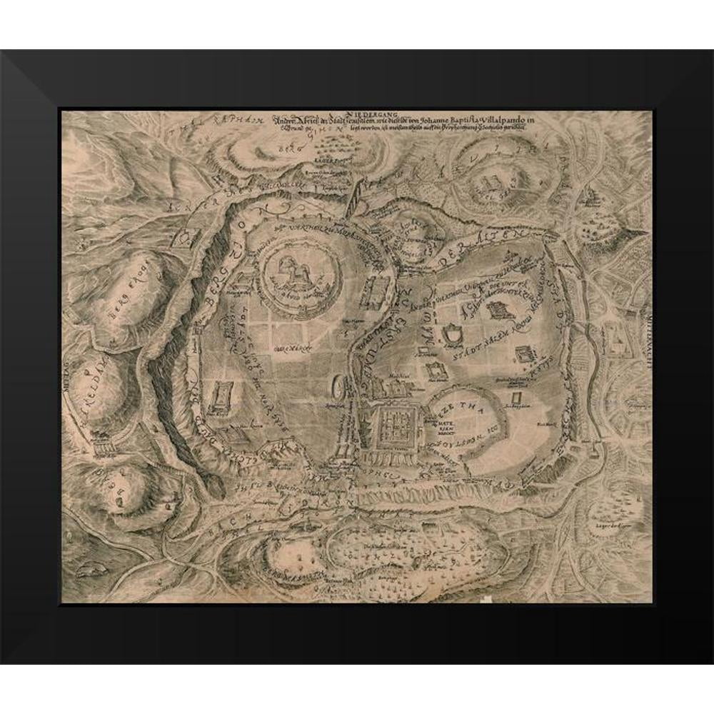 Vintage Maps 23x20 Black Modern Framed Museum Art Print Titled ...