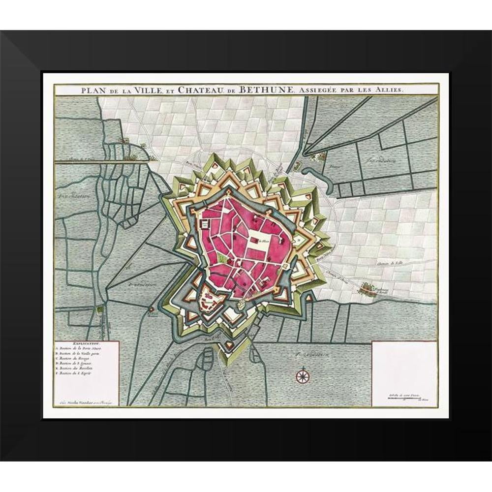 Vintage Maps 23x20 Black Modern Framed Museum Art Print Titled - Map of ...