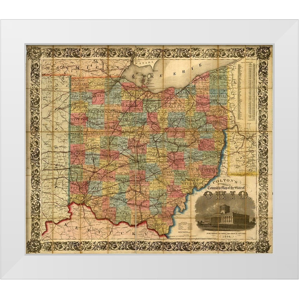 Vintage Maps 23x20 White Modern Wood Framed Museum Art Print Titled ...