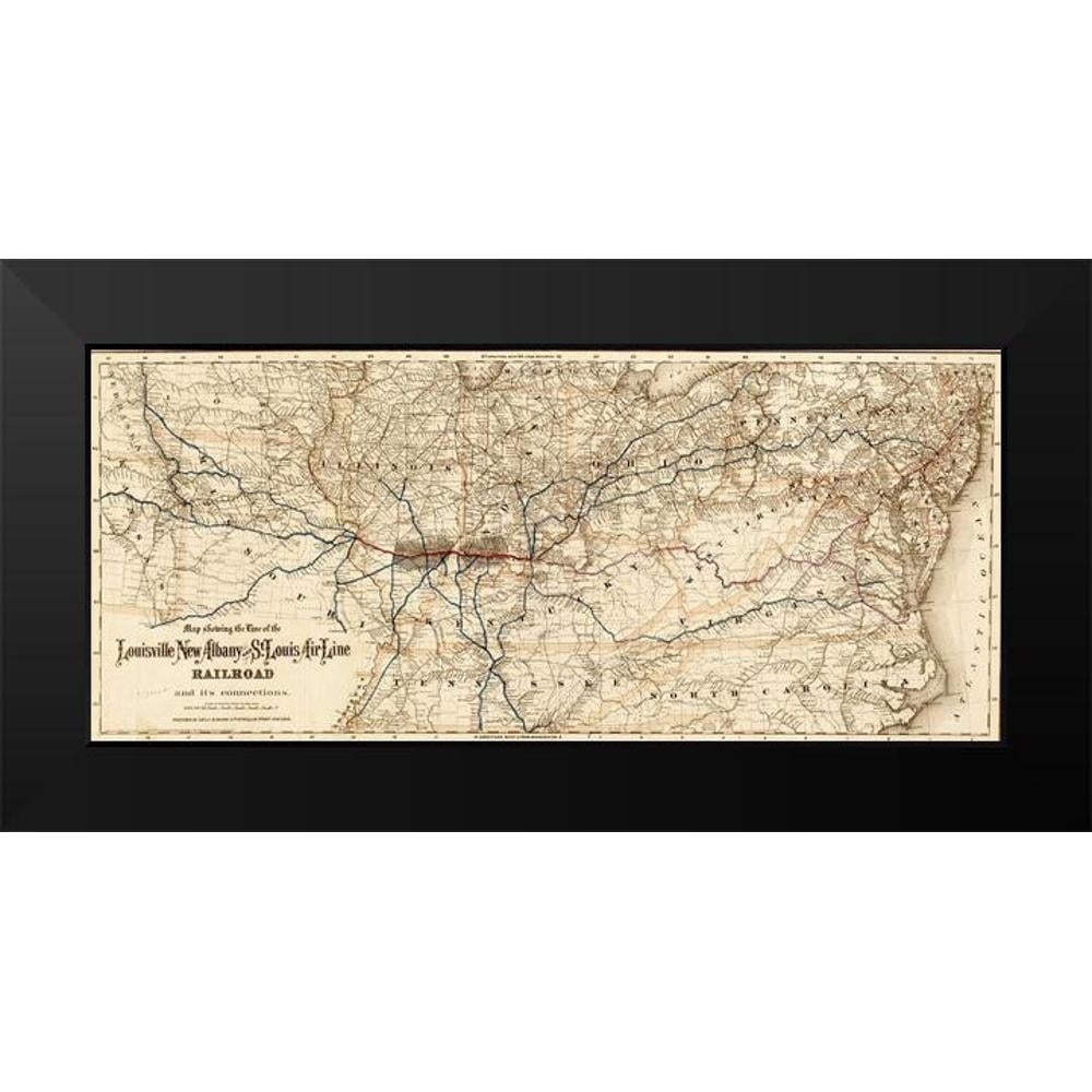 Vintage Maps 24x13 Black Modern Framed Museum Art Print Titled ...
