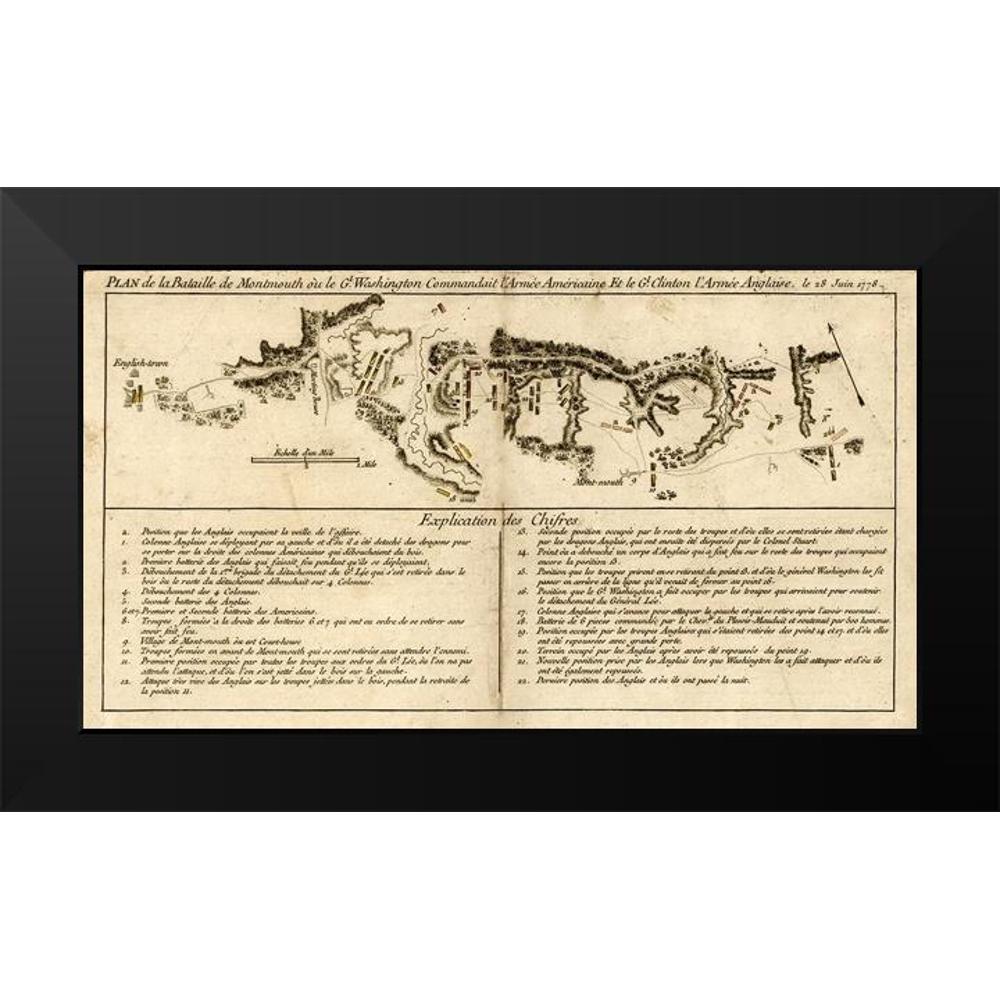 Vintage Maps 24x15 Black Modern Framed Museum Art Print Titled - Battle ...