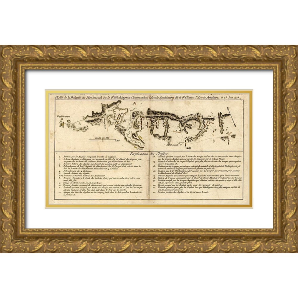 Vintage Maps 24x15 Gold Ornate Wood Framed with Double Matting Museum ...