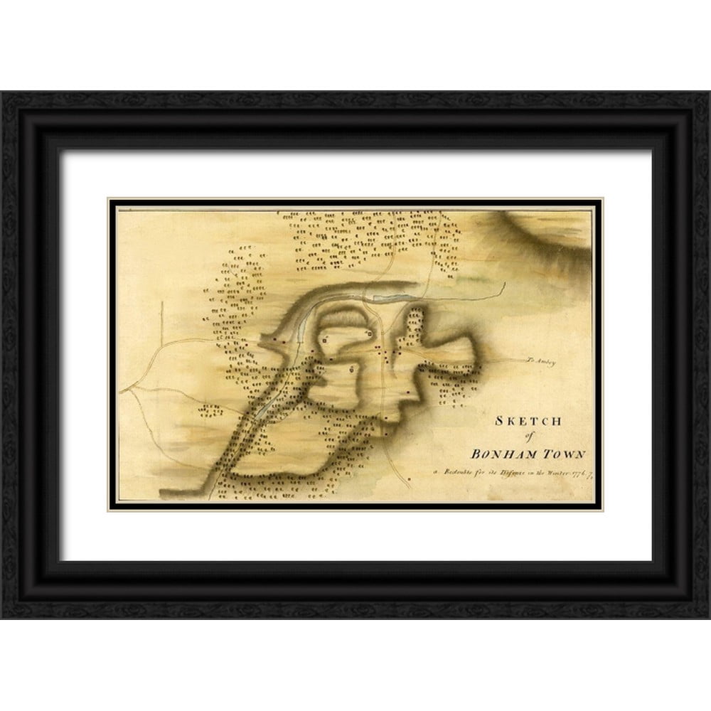 Vintage Maps 24x16 Black Ornate Wood Framed with Double Matting Museum ...