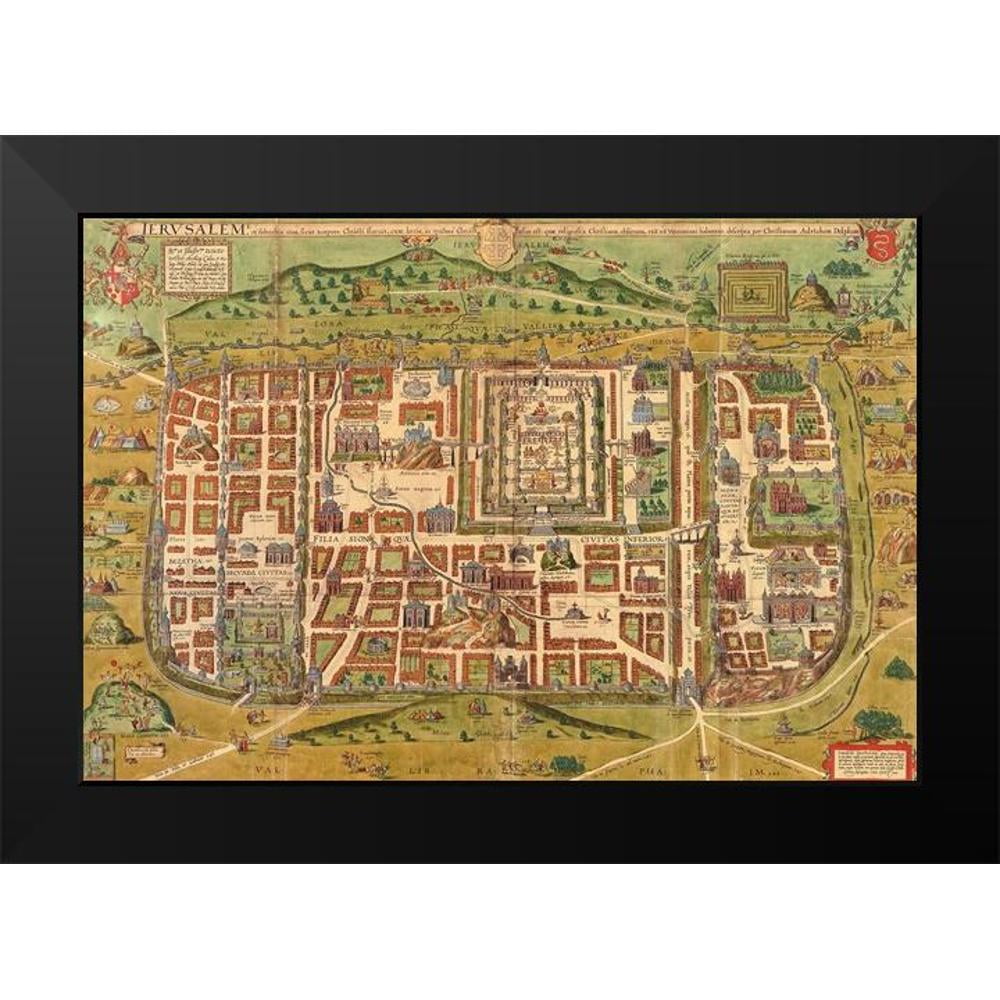 Vintage Maps 24x17 Black Modern Framed Museum Art Print Titled ...