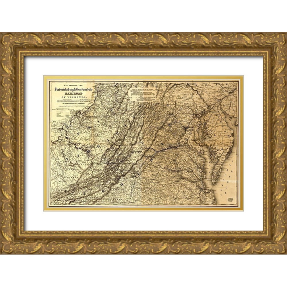 Vintage Maps 24x17 Gold Ornate Wood Framed with Double Matting Museum ...