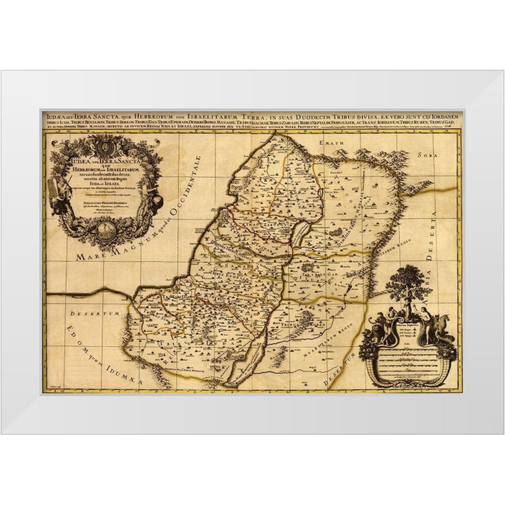 Vintage Maps 24x17 White Modern Wood Framed Museum Art Print Titled ...