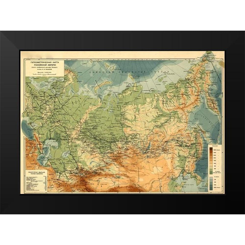 Vintage Maps 24x18 Black Modern Framed Museum Art Print Titled ...