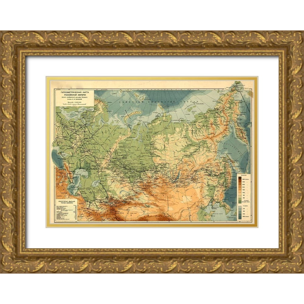 Vintage Maps 24x18 Gold Ornate Wood Framed with Double Matting Museum ...