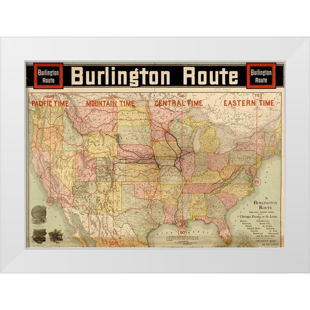 Vintage Maps 24x18 White Modern Wood Framed Museum Art Print Titled ...