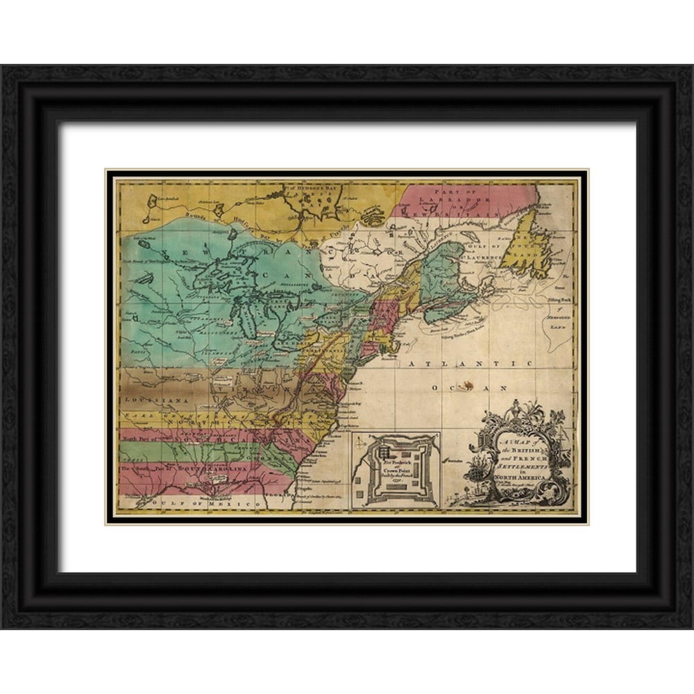 Vintage Maps 24x19 Black Ornate Wood Framed with Double Matting Museum ...