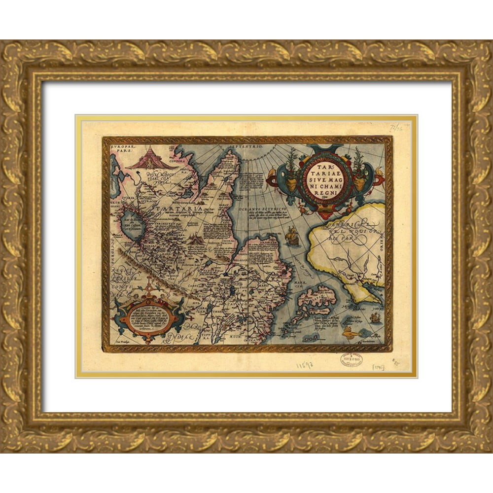 Vintage Maps 24x19 Gold Ornate Wood Framed with Double Matting Museum Art Print Titled - Asia ...