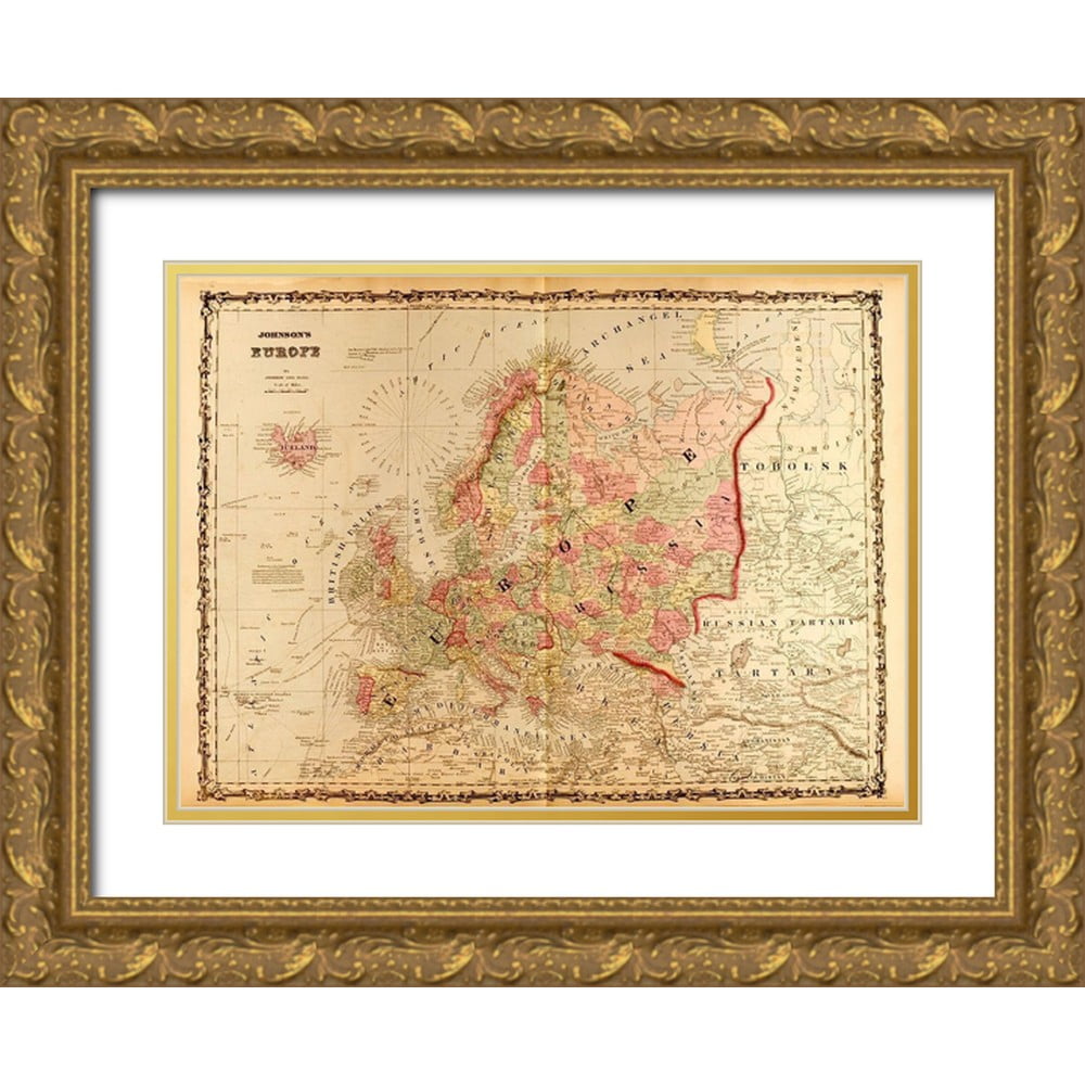 Vintage Maps 24x19 Gold Ornate Wood Framed with Double Matting Museum ...
