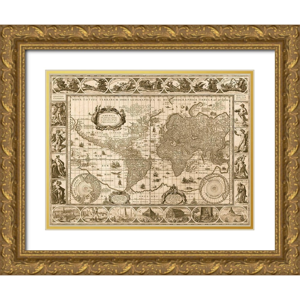 Vintage Maps 24x19 Gold Ornate Wood Framed with Double Matting Museum ...