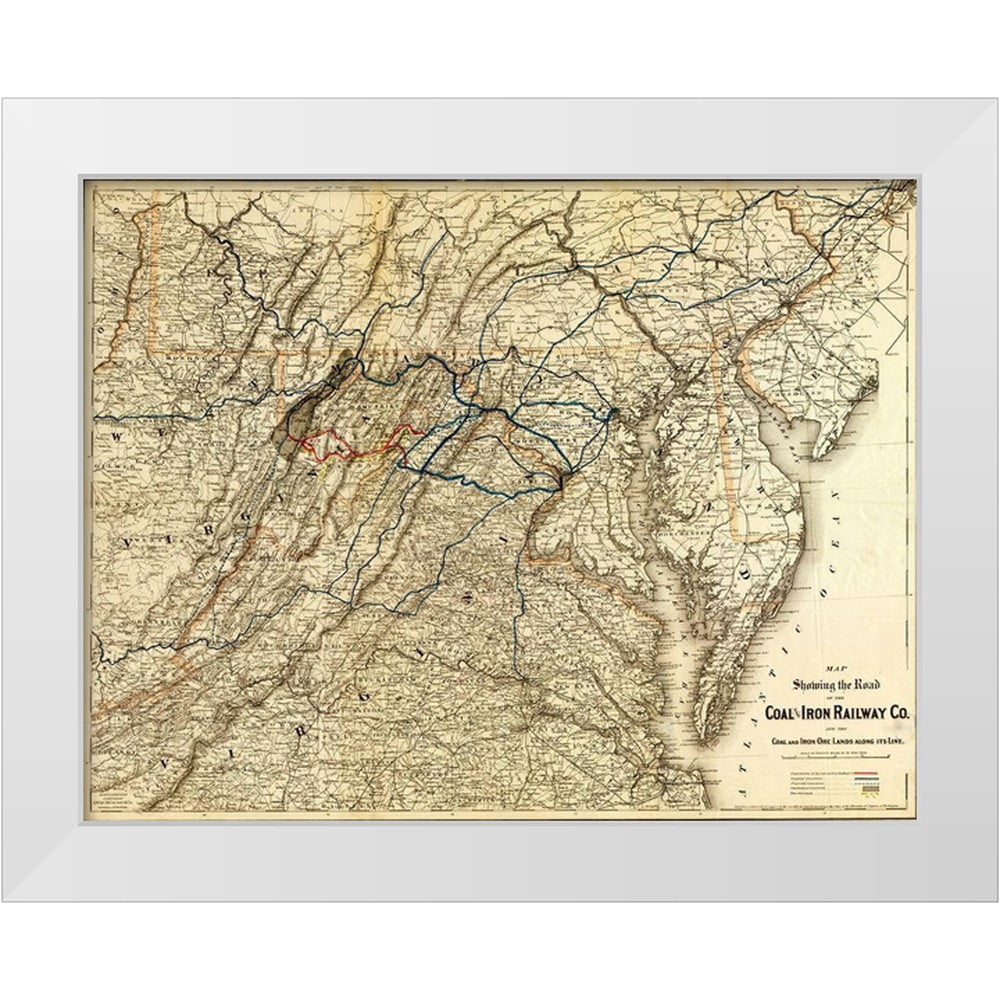 Vintage Maps 24x19 White Modern Wood Framed Museum Art Print Titled ...