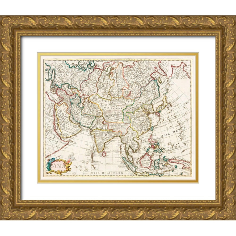 Vintage Maps 24x20 Gold Ornate Wood Framed with Double Matting Museum ...