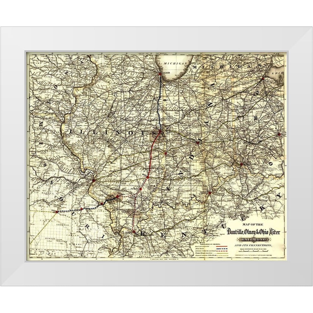 Vintage Maps 24x20 White Modern Wood Framed Museum Art Print Titled ...