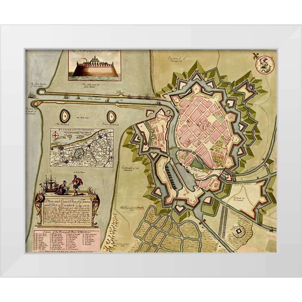 Vintage Maps 24x20 White Modern Wood Framed Museum Art Print Titled ...