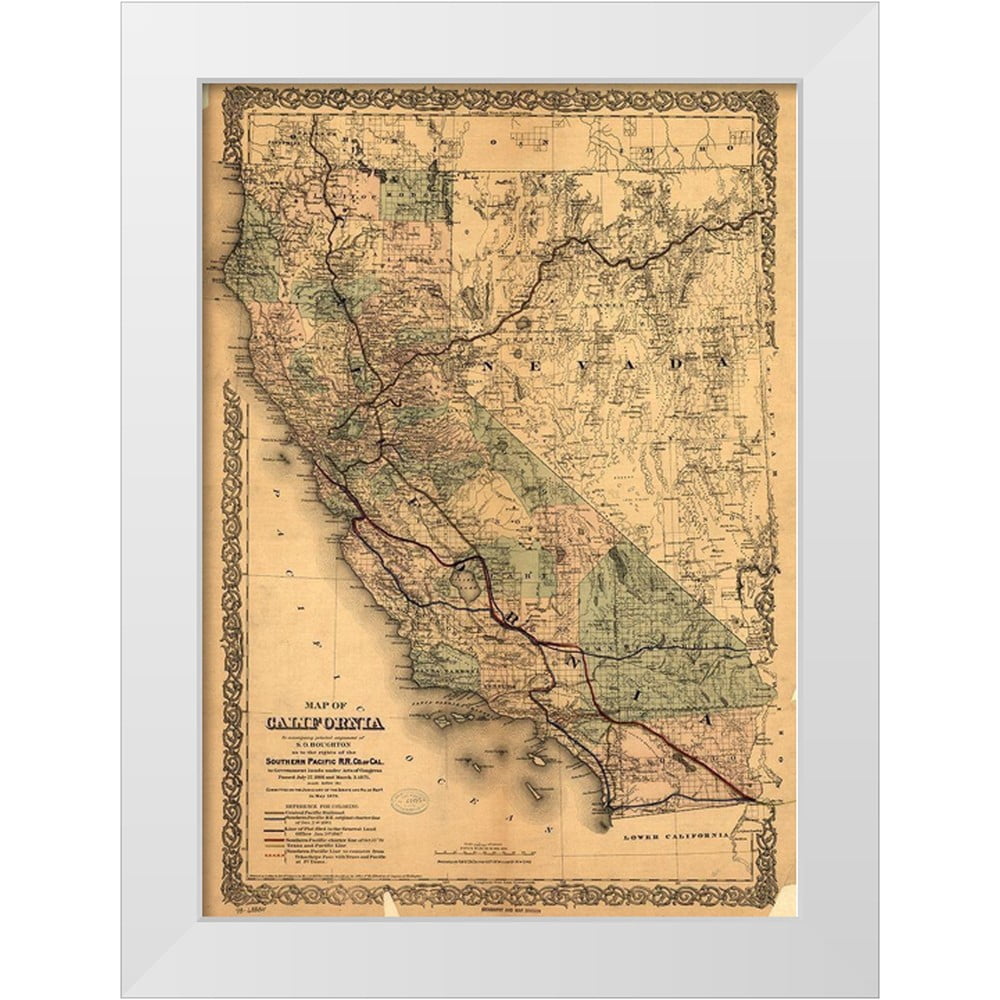 Vintage Maps 24x32 White Modern Wood Framed Museum Art Print Titled ...