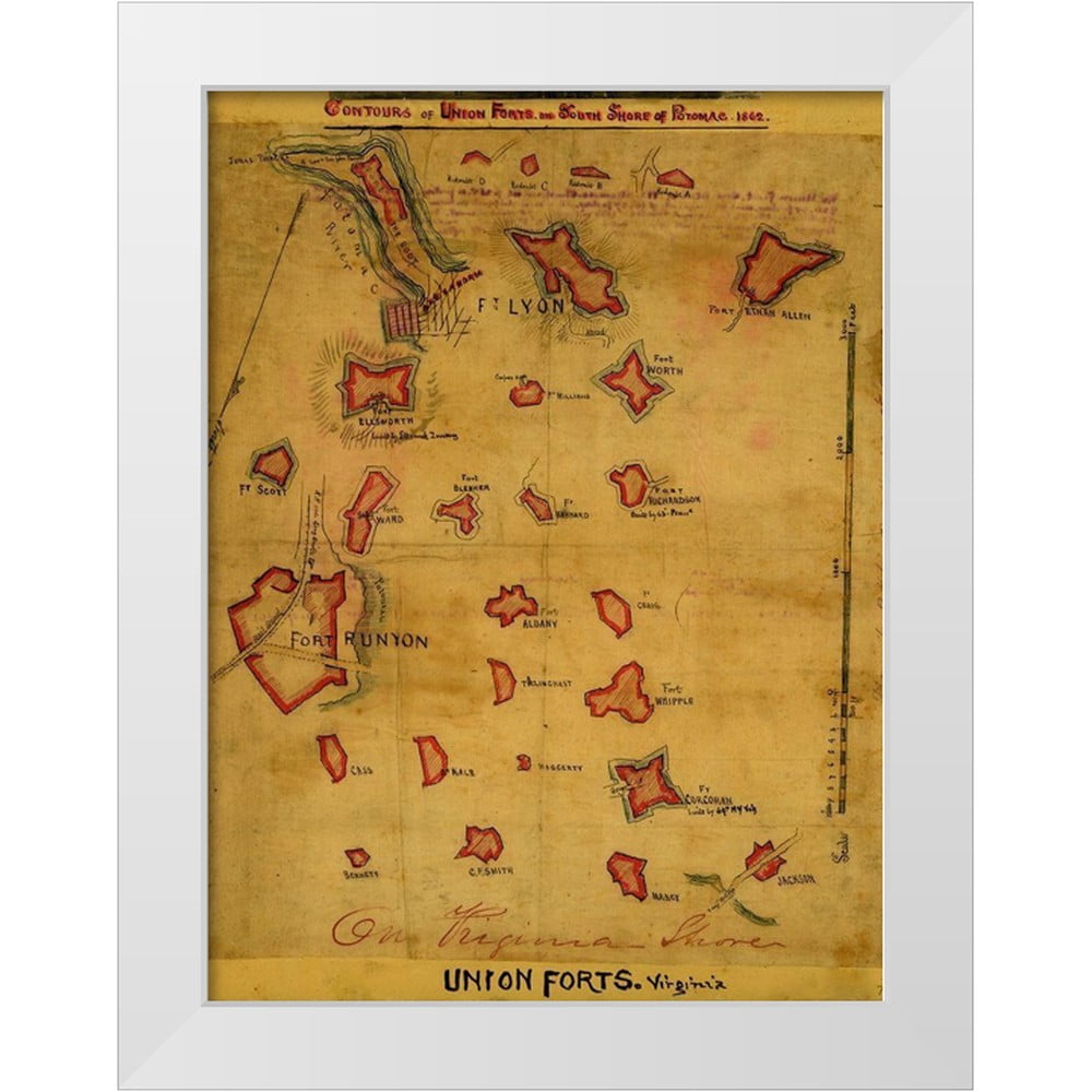 Vintage Maps 25x32 White Modern Wood Framed Museum Art Print Titled ...