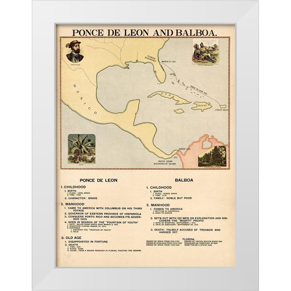 Vintage Maps 25x32 White Modern Wood Framed Museum Art Print Titled ...