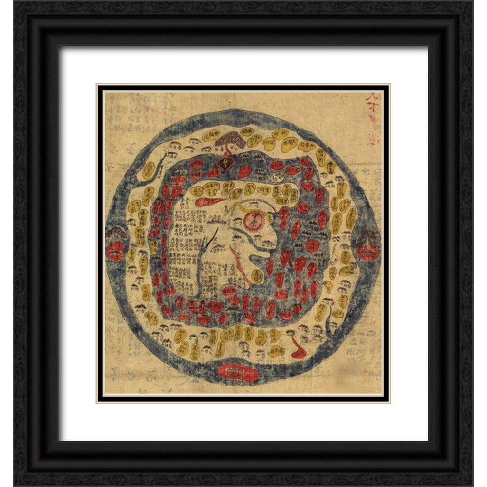 Vintage Maps 26x28 Black Ornate Wood Framed with Double Matting Museum ...