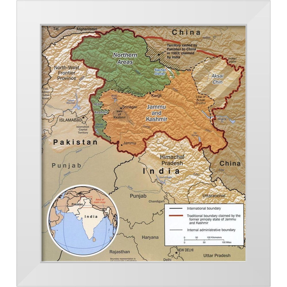 Vintage Maps 26x29 White Modern Wood Framed Museum Art Print Titled ...