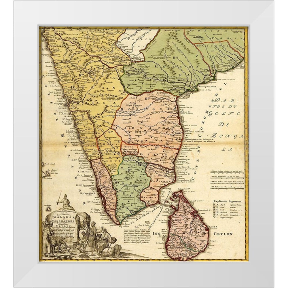 Vintage Maps 26x29 White Modern Wood Framed Museum Art Print Titled ...