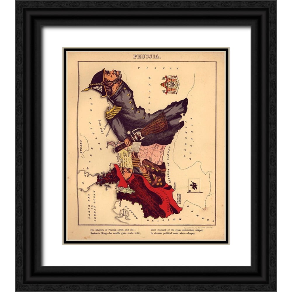 Vintage Maps 26x30 Black Ornate Wood Framed with Double Matting Museum ...
