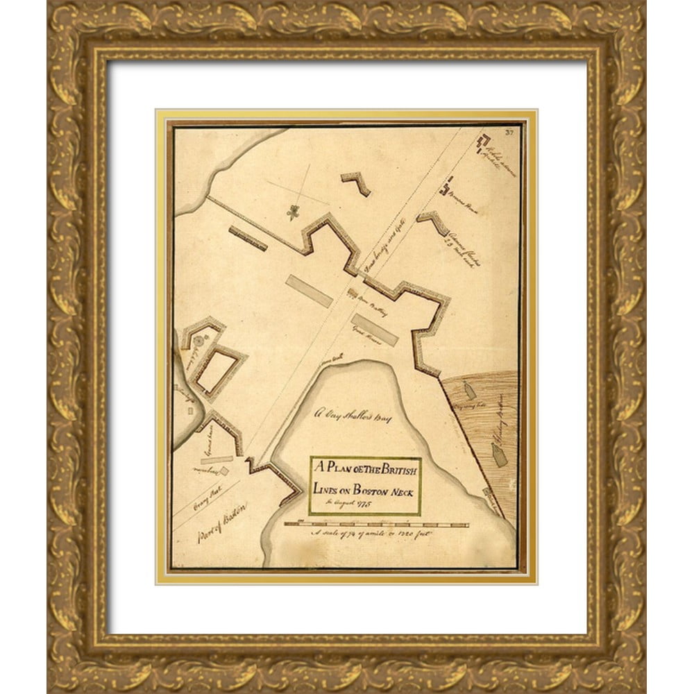 Vintage Maps 26x32 Gold Ornate Wood Framed with Double Matting Museum ...