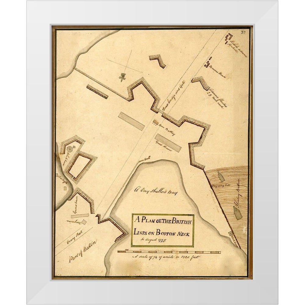 Vintage Maps 26x32 White Modern Wood Framed Museum Art Print Titled ...