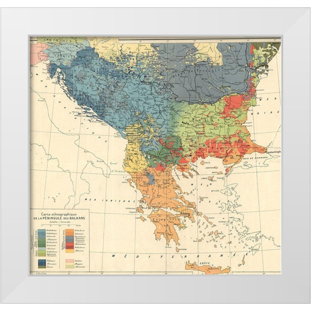 Vintage Maps 27x26 White Modern Wood Framed Museum Art Print Titled ...