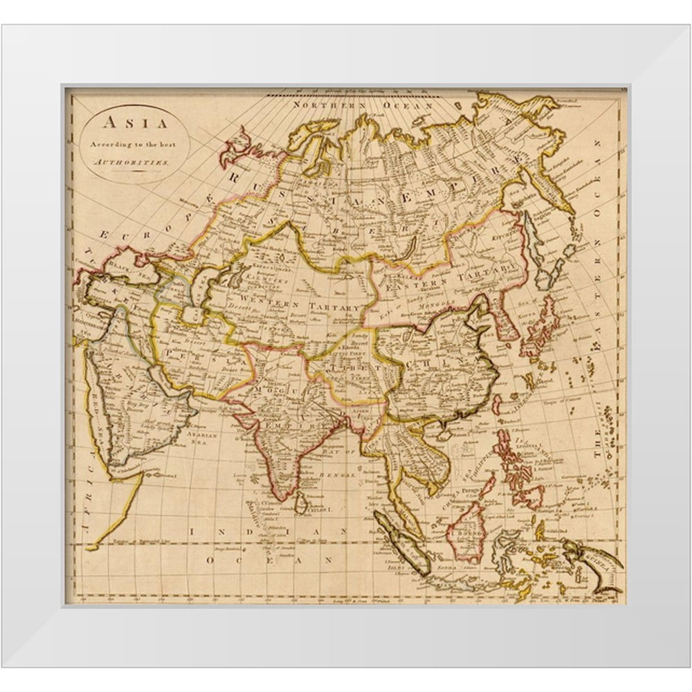 Vintage Maps 28x26 White Modern Wood Framed Museum Art Print Titled ...