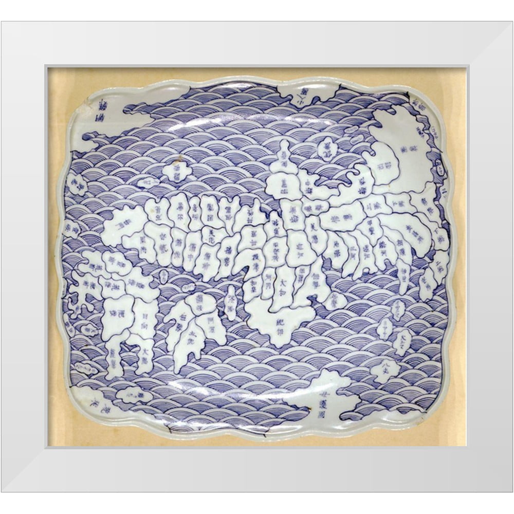 Vintage Maps 28x26 White Modern Wood Framed Museum Art Print Titled ...