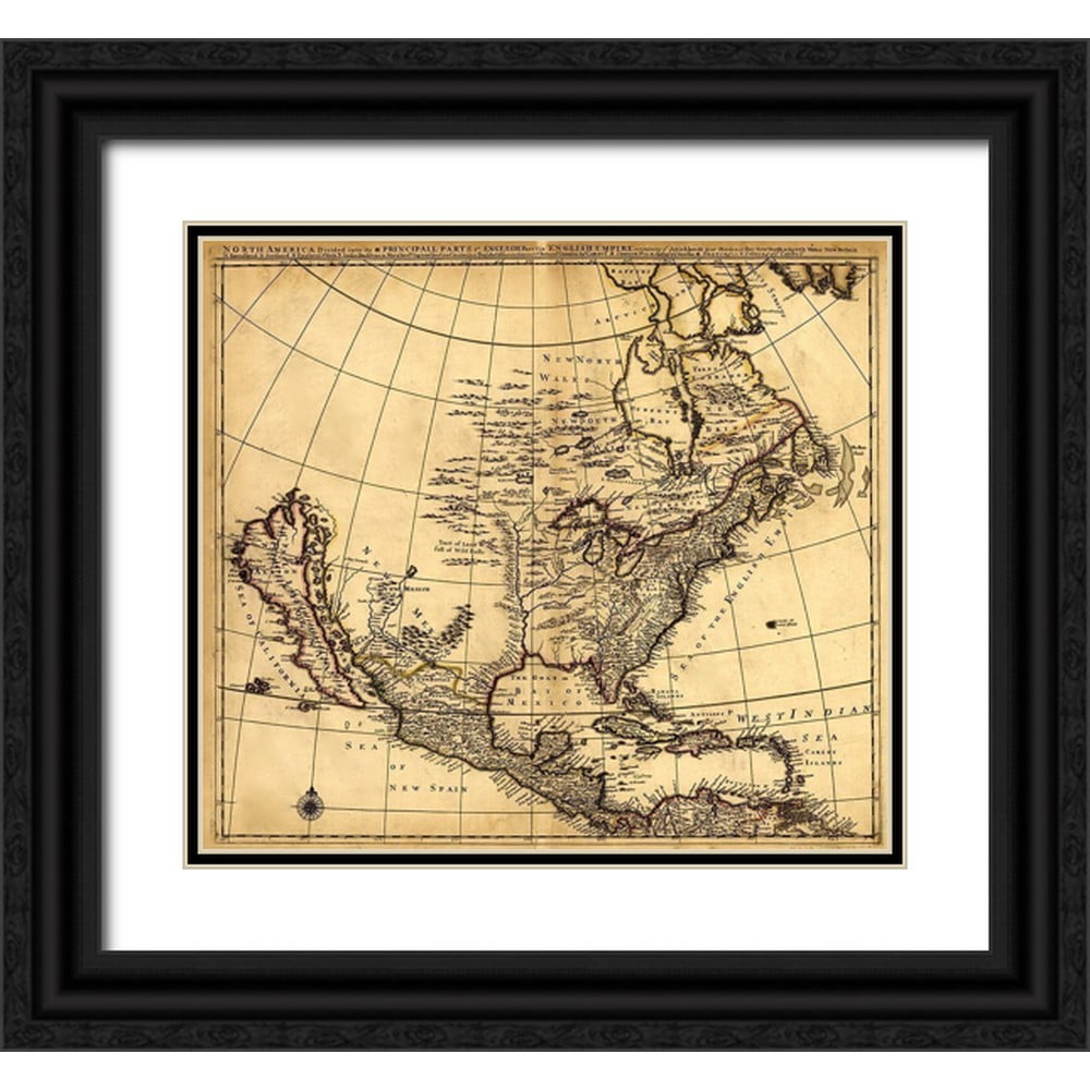 Vintage Maps 29x26 Black Ornate Wood Framed with Double Matting Museum ...