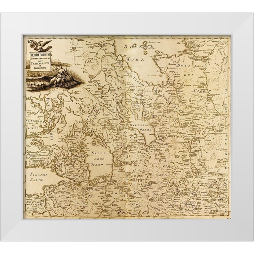 Vintage Maps 29x26 White Modern Wood Framed Museum Art Print Titled ...