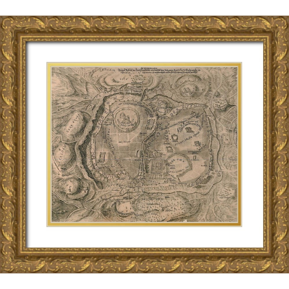 Vintage Maps 30x26 Gold Ornate Wood Framed with Double Matting Museum ...