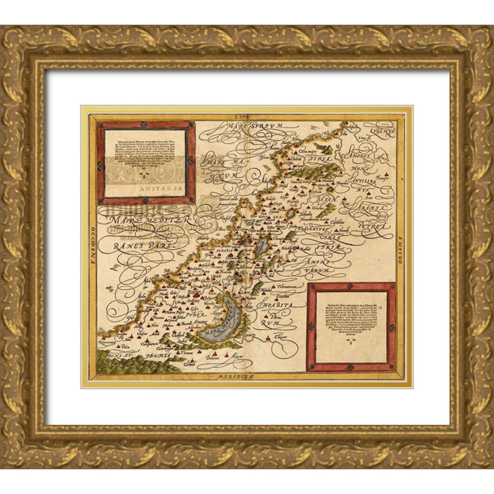 Vintage Maps 30x26 Gold Ornate Wood Framed with Double Matting Museum ...