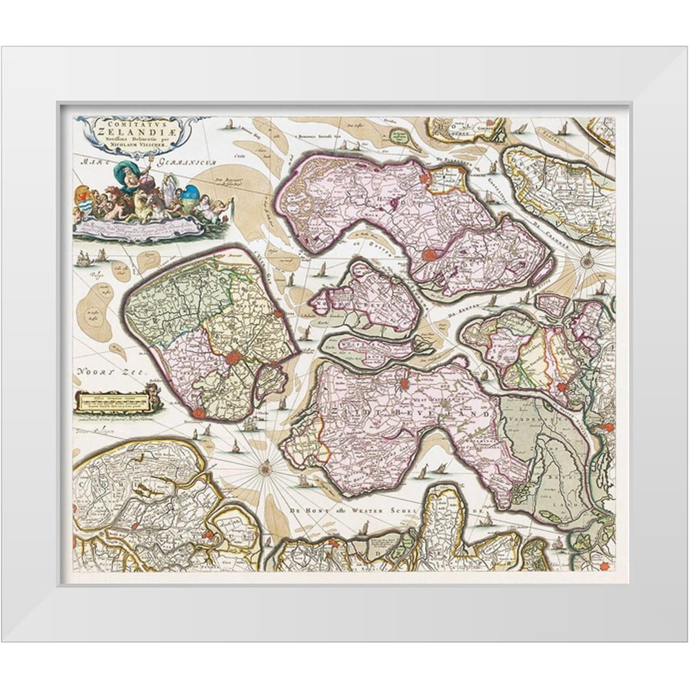 Vintage Maps 30x26 White Modern Wood Framed Museum Art Print Titled ...
