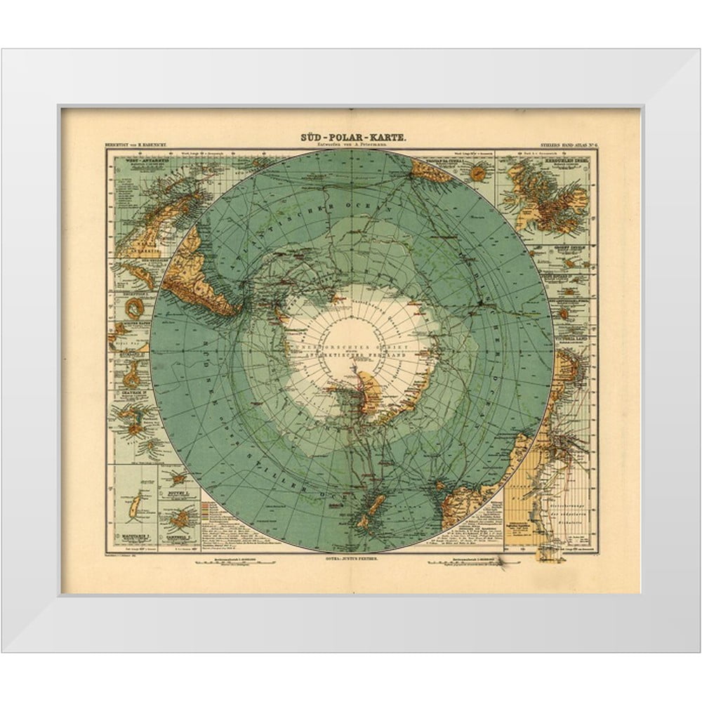 Vintage Maps 30x26 White Modern Wood Framed Museum Art Print Titled ...
