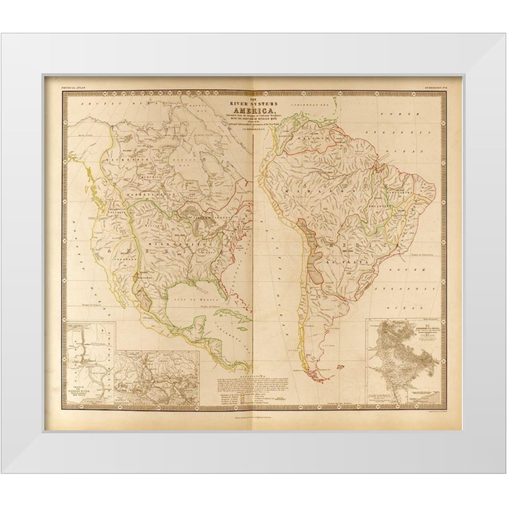 Vintage Maps 30x26 White Modern Wood Framed Museum Art Print Titled ...